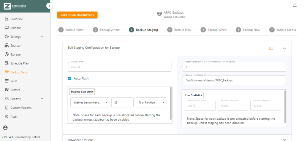 How To Configure Staging With Zmanda? | Zmanda