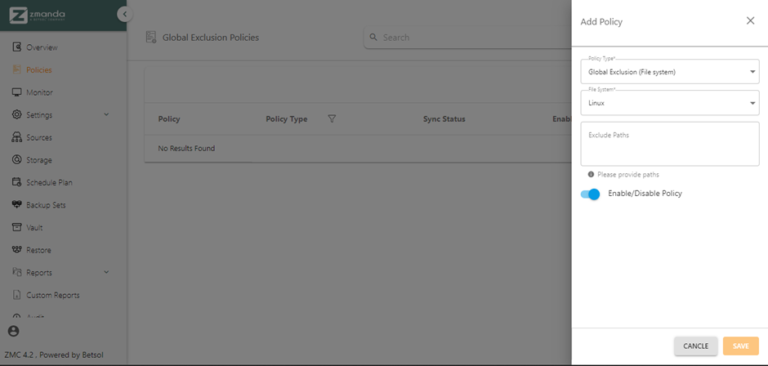 Global Exclusion List For Linux Clients - Zmanda