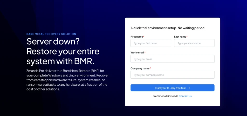 Bare Metal Recovery Solution - Zmanda Pro